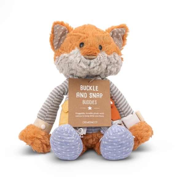 Demdaco | Toys | Buckle And Snap Buddies Plush Fox Learning Toy By ...